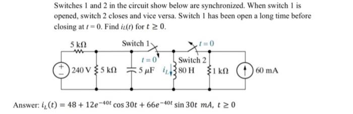 Solved Switches 1 and 2 in the circuit show below are | Chegg.com