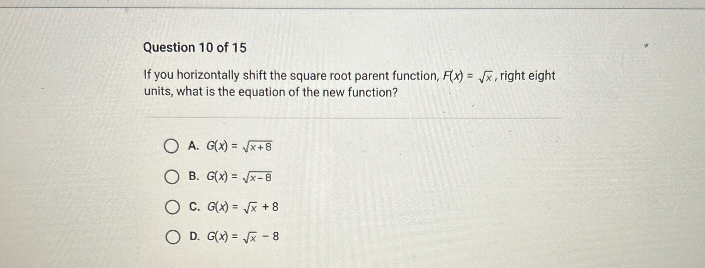 Solved Question 10 ﻿of 15If you horizontally shift the | Chegg.com