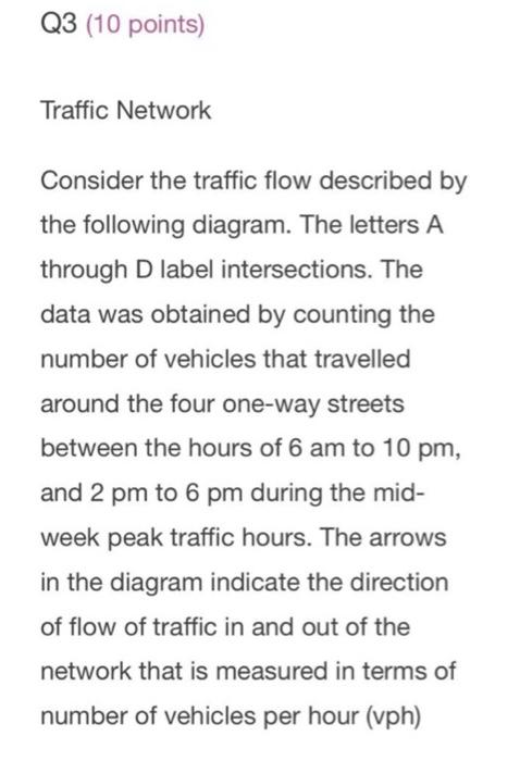 Solved Q3 (10 points) Traffic Network Consider the traffic | Chegg.com