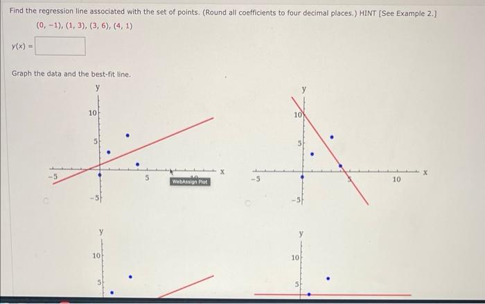 Solved Find the regression line associated with the set of | Chegg.com