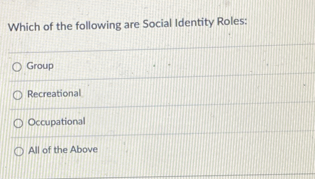 Solved Which of the following are Social Identity | Chegg.com
