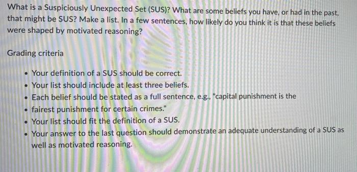 What is a Suspiciously Unexpected Set (SUS)? What are | Chegg.com