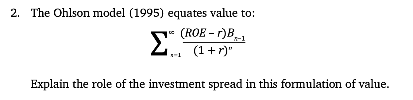 Solved The Ohlson model (1995) ﻿equates value | Chegg.com