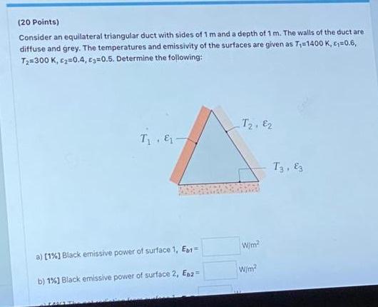 Solved (20 Points) Consider an equilateral triangular duct | Chegg.com