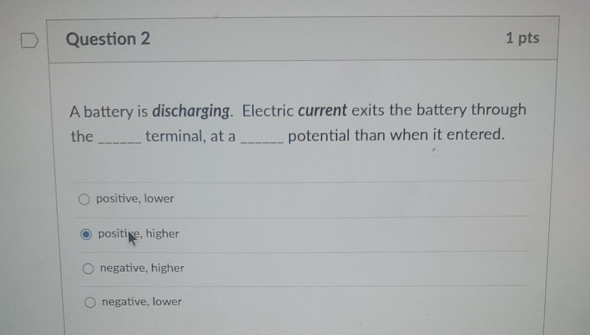 Solved Question 21 ﻿ptsA battery is discharging. Electric | Chegg.com