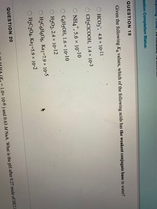 Solved nalni estion Completion Status: QUESTION 19 Given the | Chegg.com