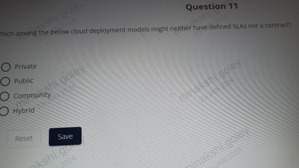 Solved Question 11hich among the below cloud deployment | Chegg.com