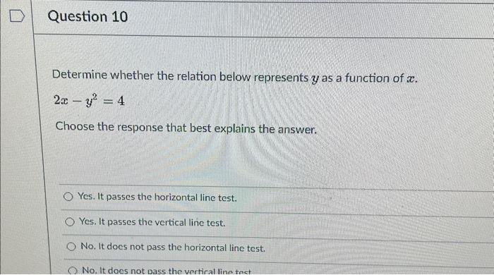 Solved Determine whether the relation below represents y as | Chegg.com