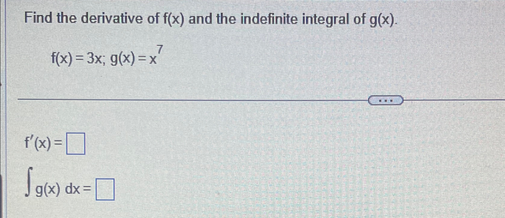 Solved Find the derivative of f(x) ﻿and the indefinite | Chegg.com