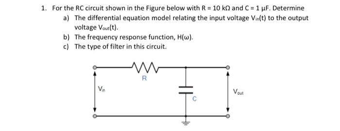 Solved 1. For the RC circuit shown in the Figure below with | Chegg.com