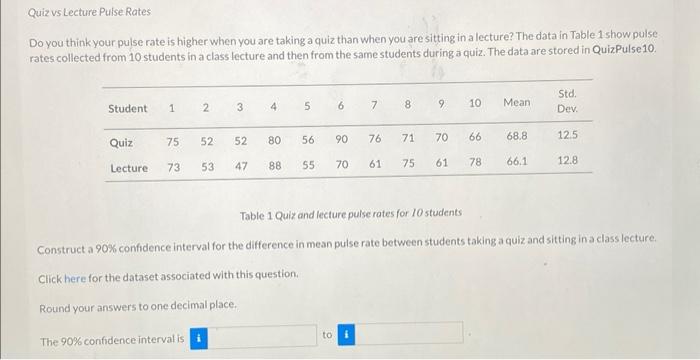 Solved Quiz vs Lecture Pulse Rates Do you think your pulse | Chegg.com