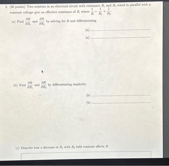 Solved 3. ( 30 points) Two resistors in an electrical | Chegg.com