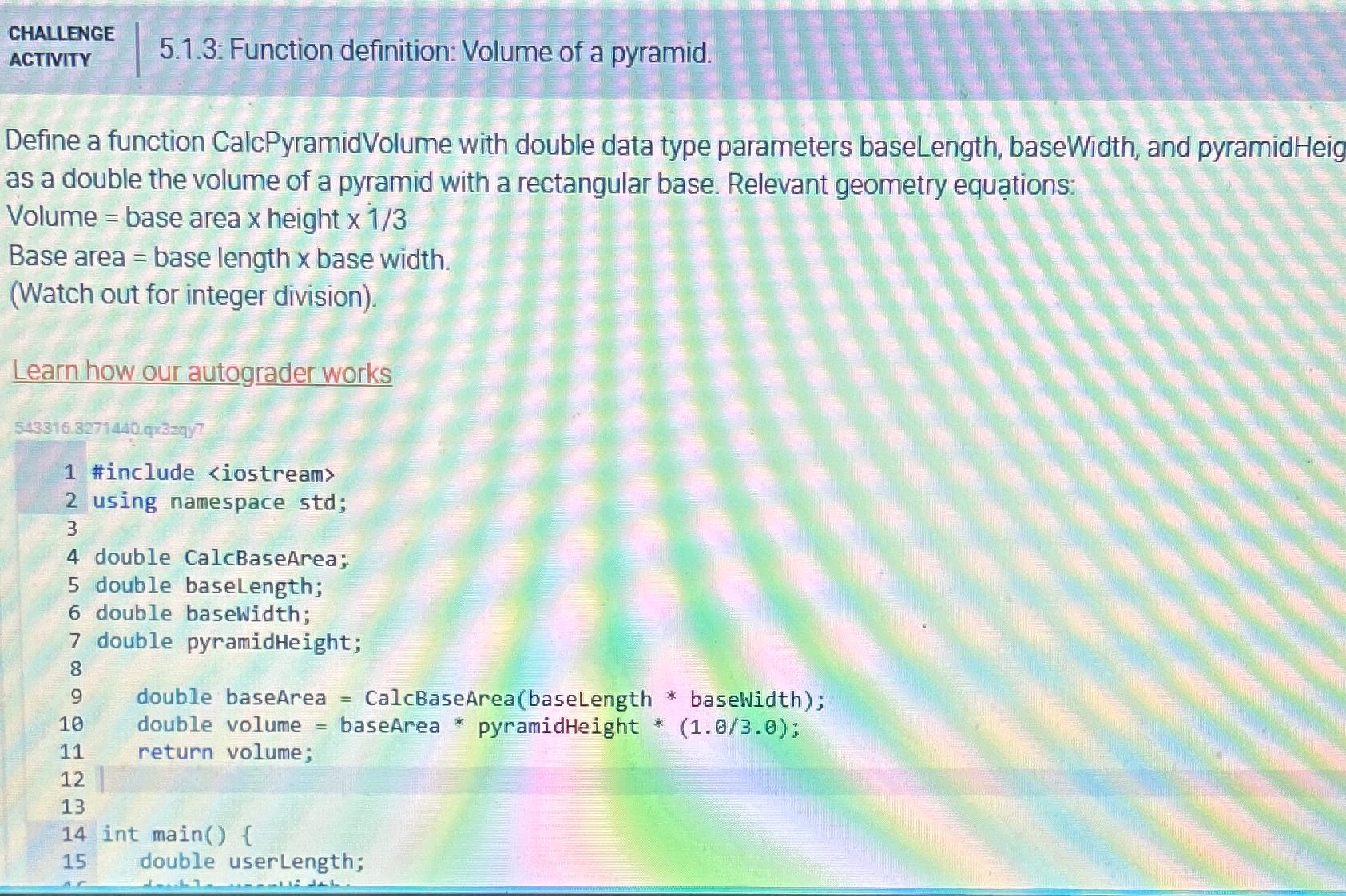 Solved Challengeactivity513 Function Definition Volume 