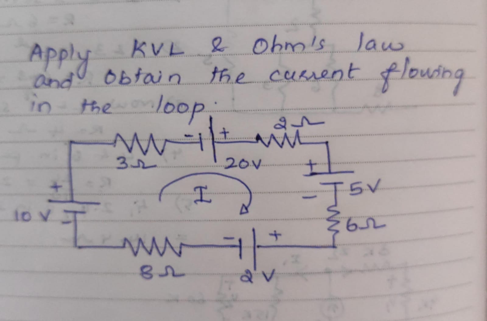 Solved Apply KVL & Ohm's law and obtain the current flouning | Chegg.com
