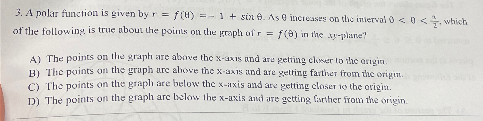 Solved A polar function is given by r=f(θ)=-1+sinθ. ﻿As θ | Chegg.com