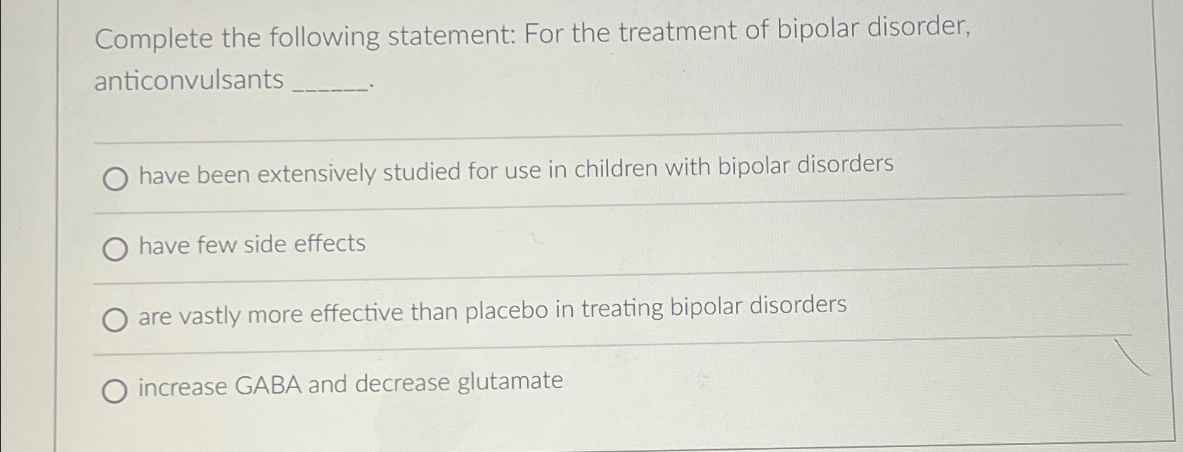 Solved Complete the following statement: For the treatment | Chegg.com