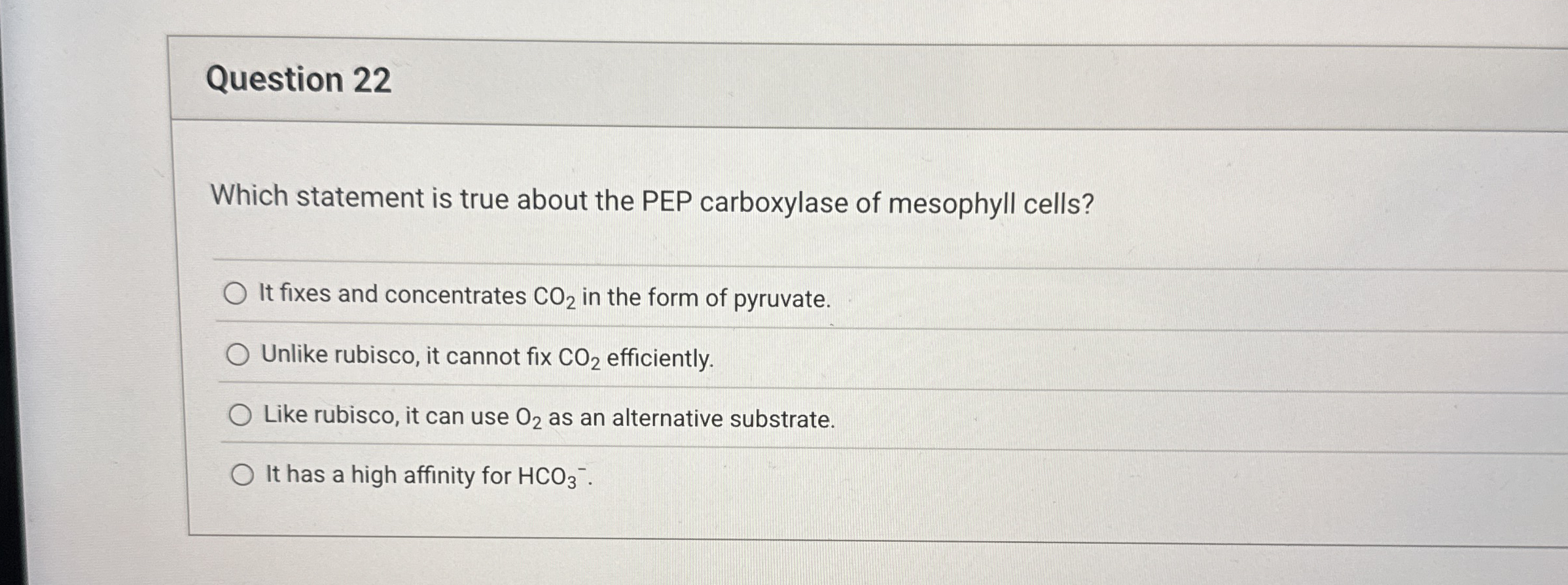 Solved Question 22Which statement is true about the PEP | Chegg.com