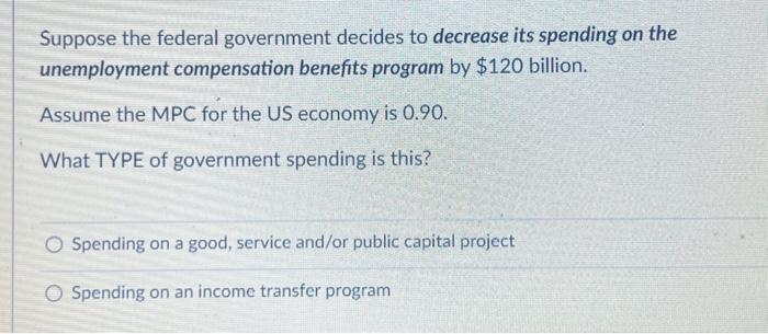 Solved Suppose the federal government decides to decrease | Chegg.com