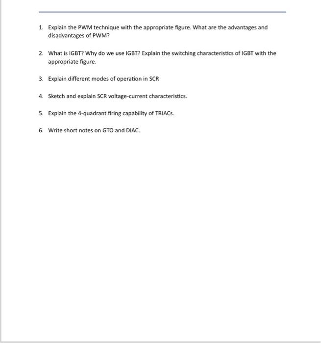 Solved 1. Explain the PWM technique with the appropriate | Chegg.com