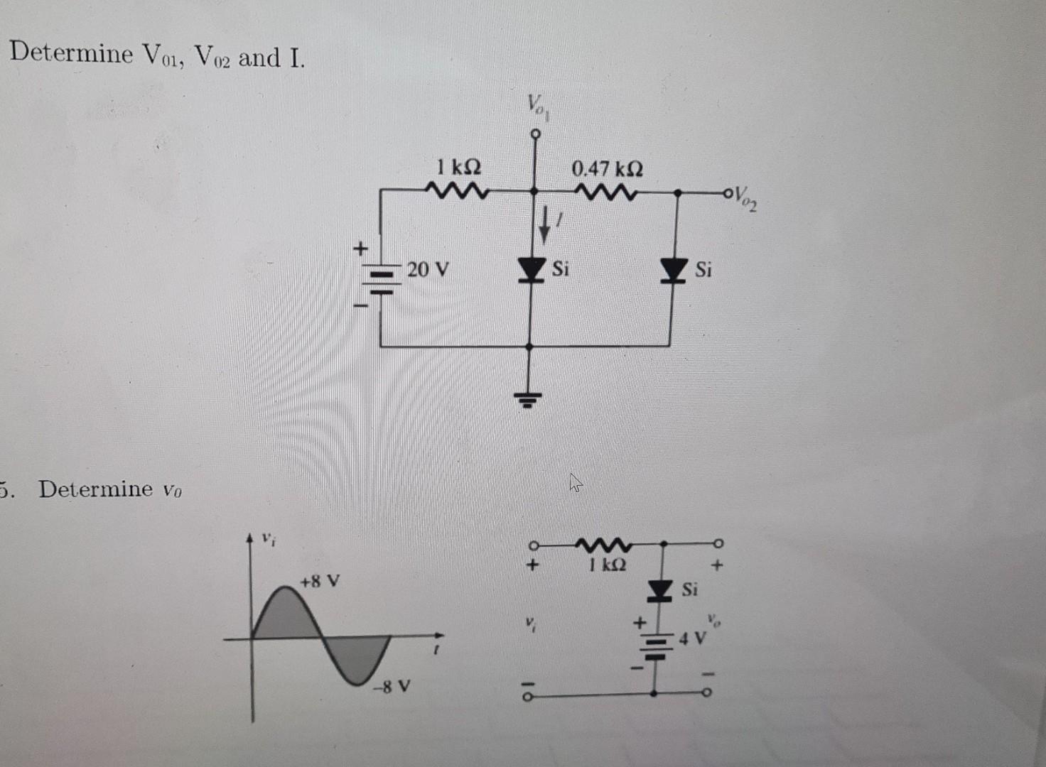Solved Determine V01, V02 and I. Determine v0 | Chegg.com