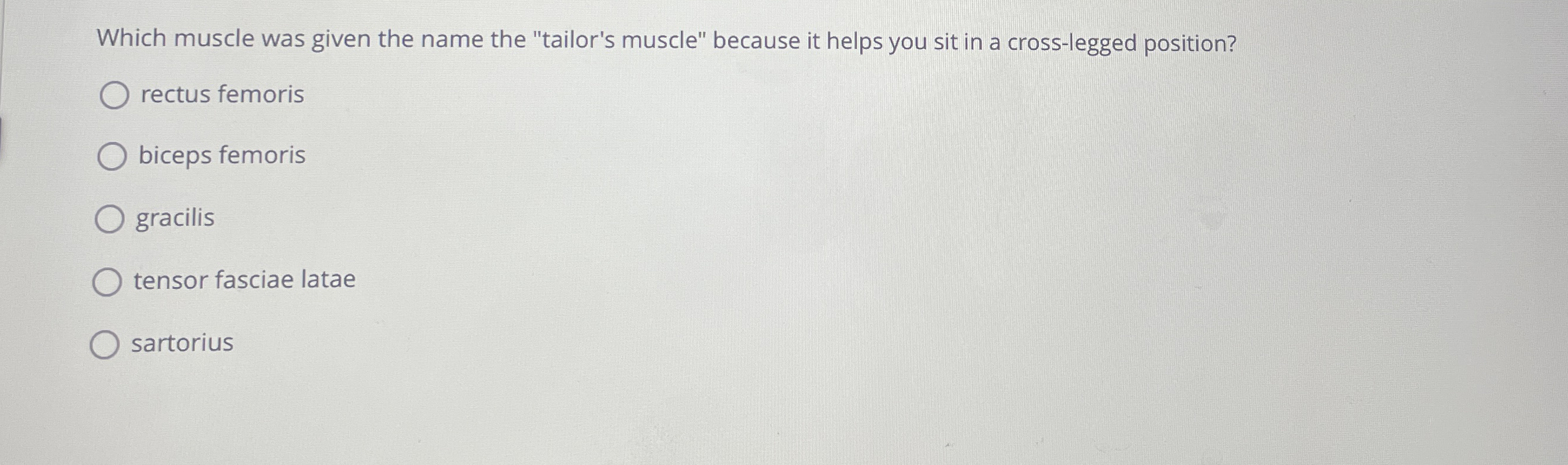 Solved Which muscle was given the name the "tailor's muscle" | Chegg.com