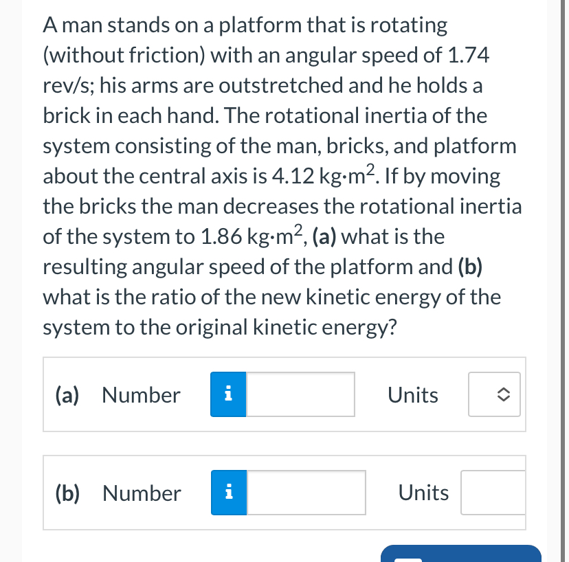Solved A man stands on a platform that is rotating(without | Chegg.com