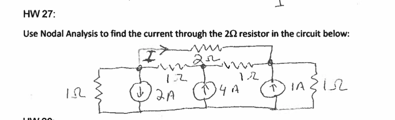 Solved HW 27:Use Nodal Analysis to find the current through | Chegg.com