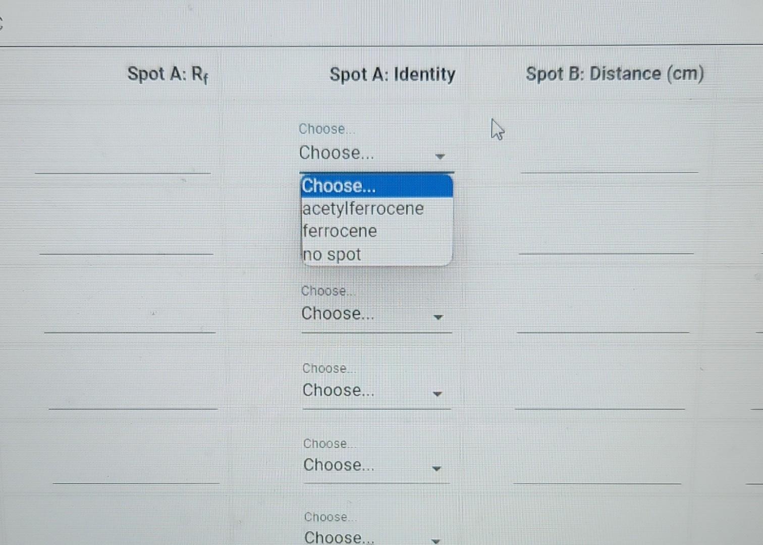 Separated column fractions Distance, Rf, and identity | Chegg.com