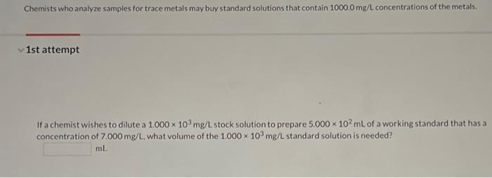 Solved Chemists who analyze samples for trace metals may buy | Chegg.com