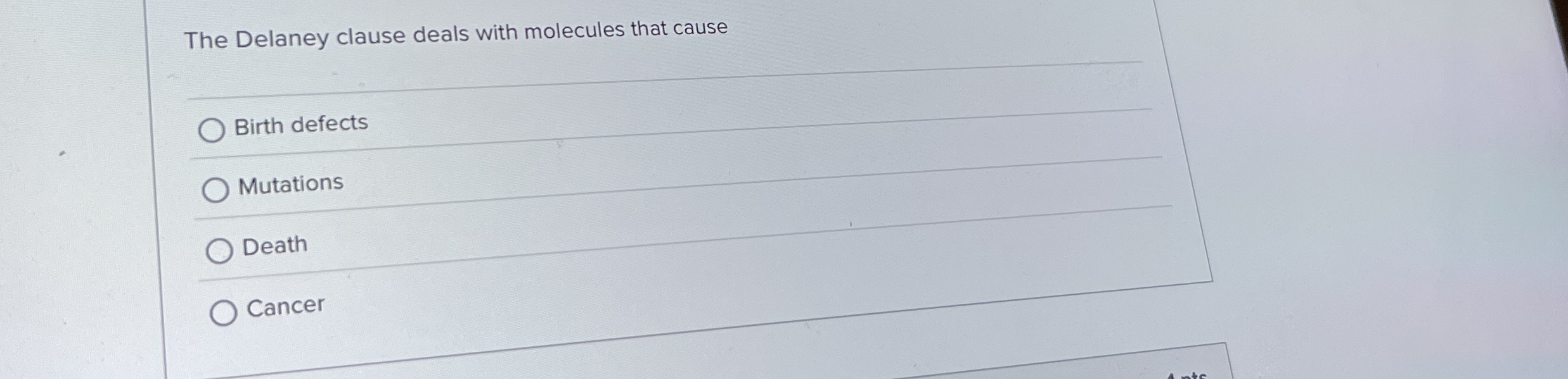 Solved The Delaney clause deals with molecules that | Chegg.com
