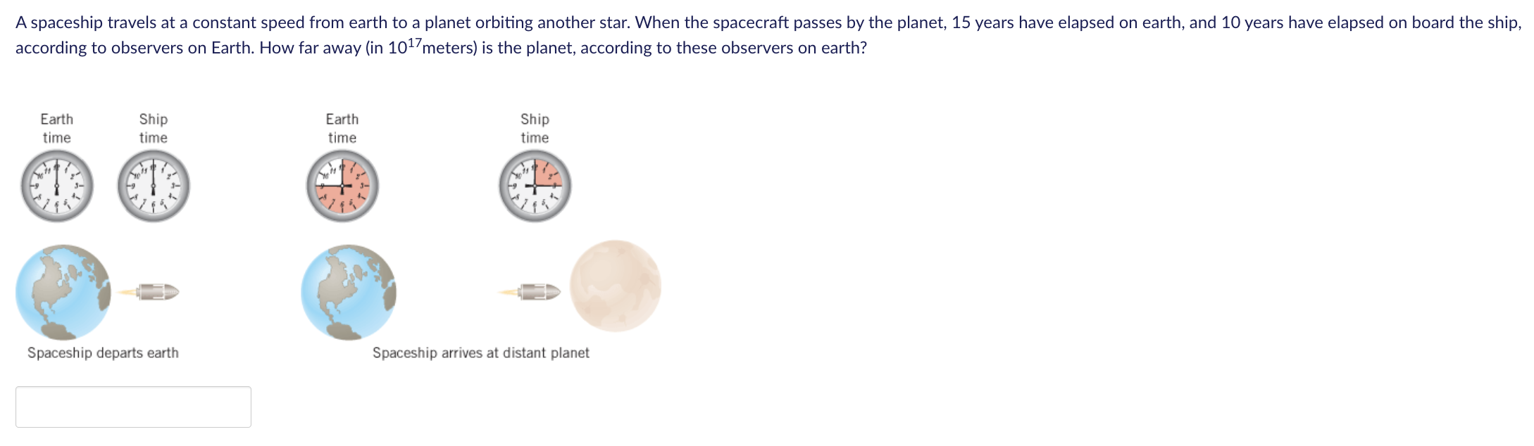 Solved A spaceship travels at a constant speed from earth to | Chegg.com