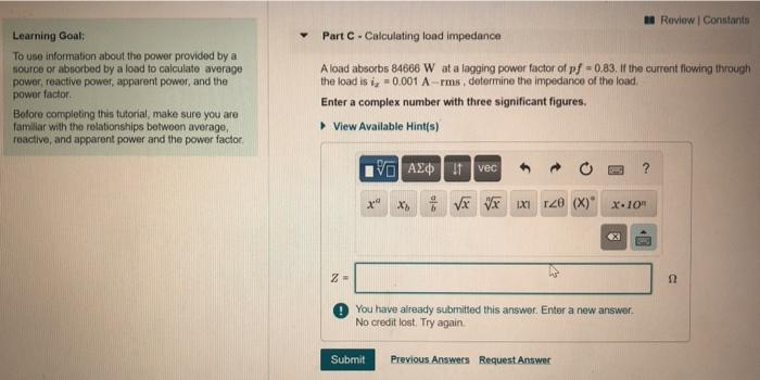 Solved Learning Goal: To use information about the power | Chegg.com