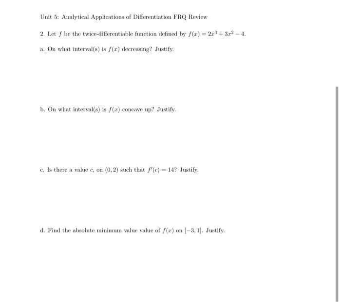 Solved Unit 5: Analytical Applications of Differentiation | Chegg.com