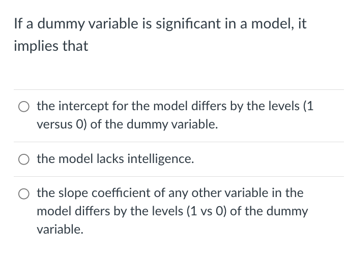 Solved If a dummy variable is significant in a model, | Chegg.com