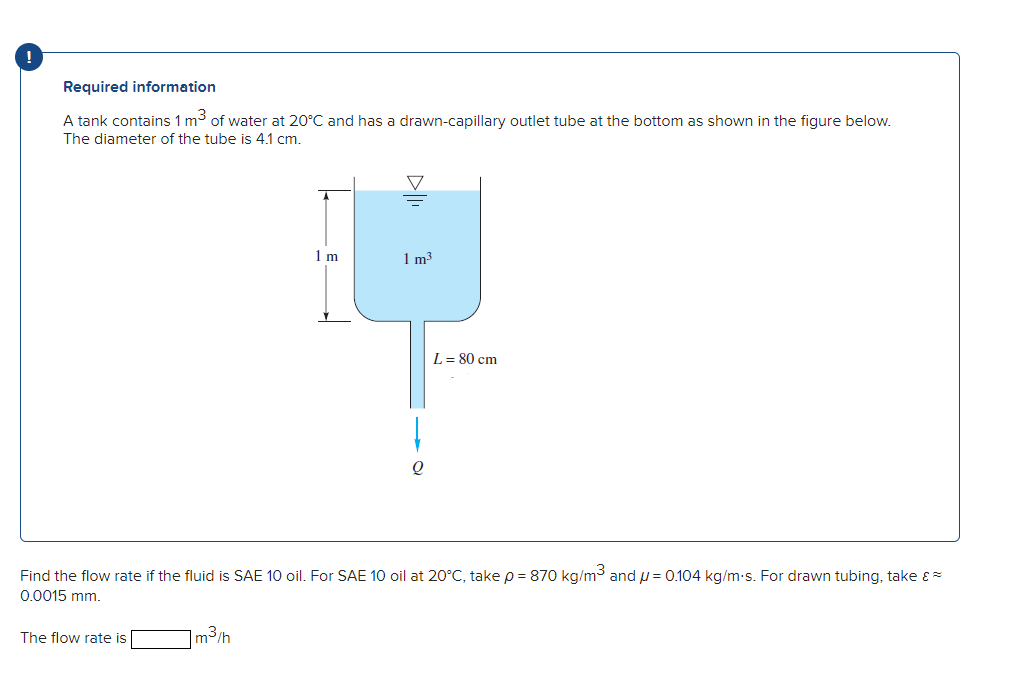 Solved Required informationA tank contains 1m3 ﻿of water at | Chegg.com