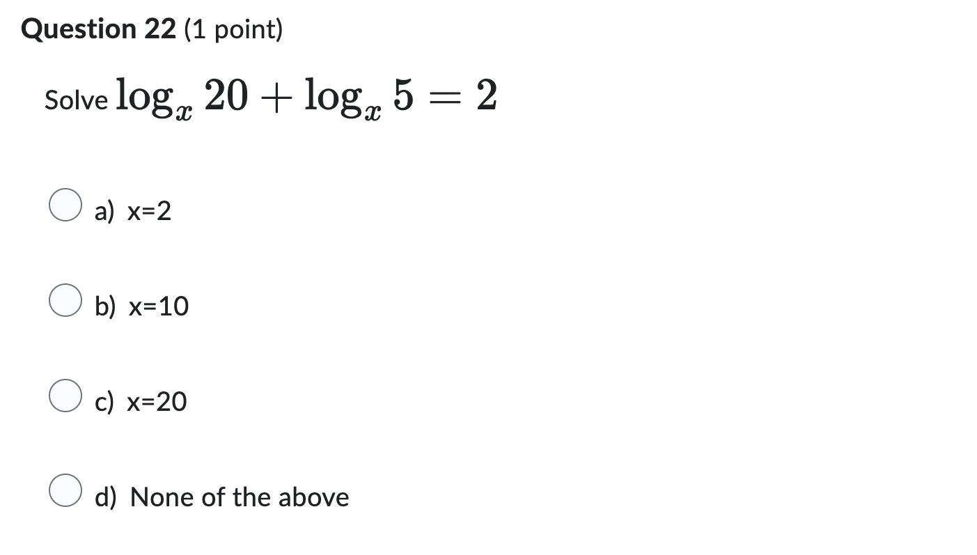 Solved Question 22 (1 ﻿point)Solve | Chegg.com