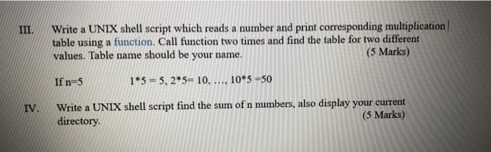 Solved Iii Write A Unix Shell Script Which Reads A Number