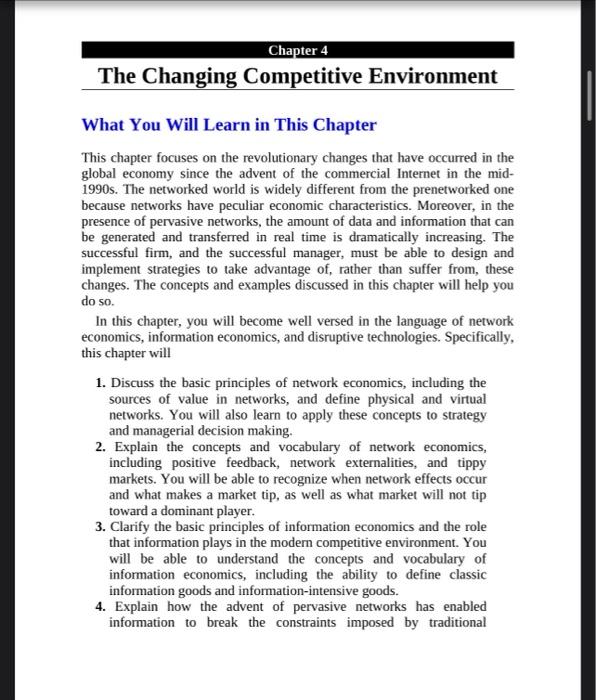 Solved Chapter 4 The Changing Competitive Environment What | Chegg.com