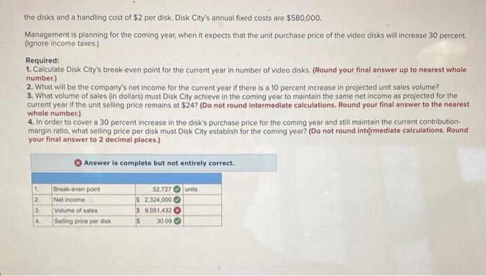 Solved the disks and a handling cost of $2 per disk. Disk | Chegg.com