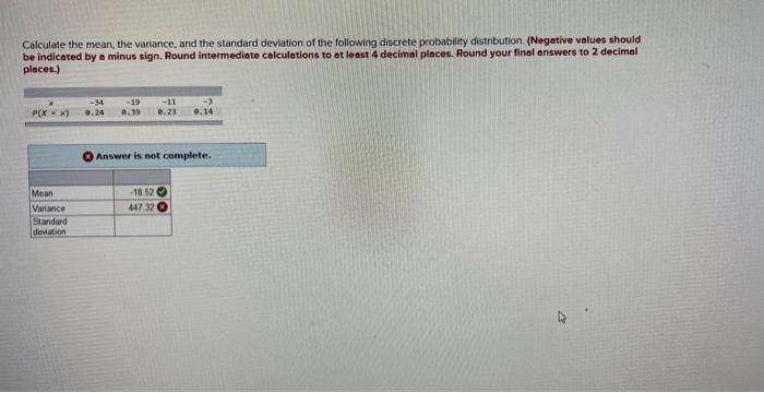 Solved Calculate The Mean The Variance And The Standard