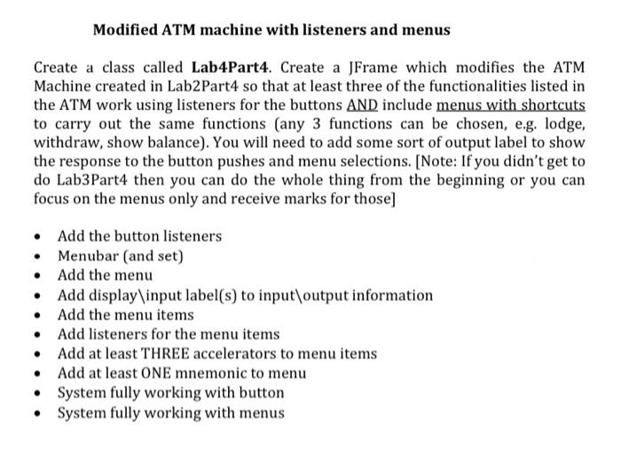 Solved Create a class called Lab2Part4. Create a JFrame that | Chegg.com