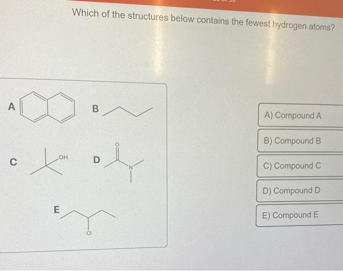 Solved Which of the structures below contains the fewest | Chegg.com
