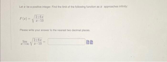 Solved Let x be a positive integer. Find the limit of the | Chegg.com