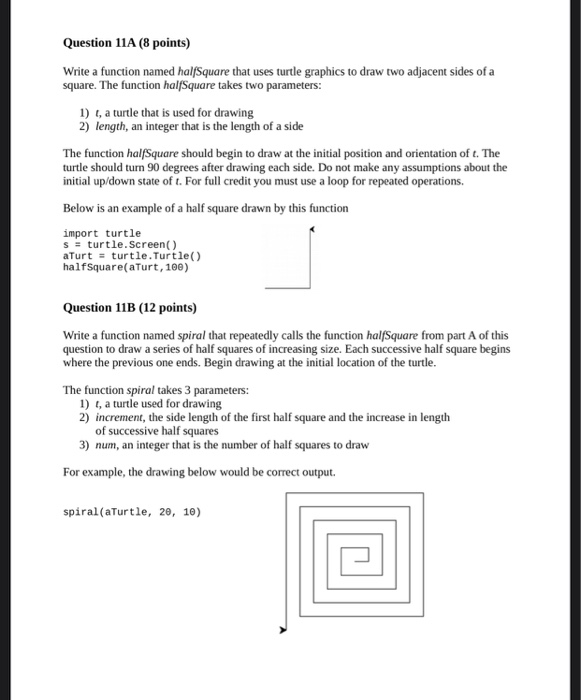Solved Question 11A (8 points) Write a function named | Chegg.com