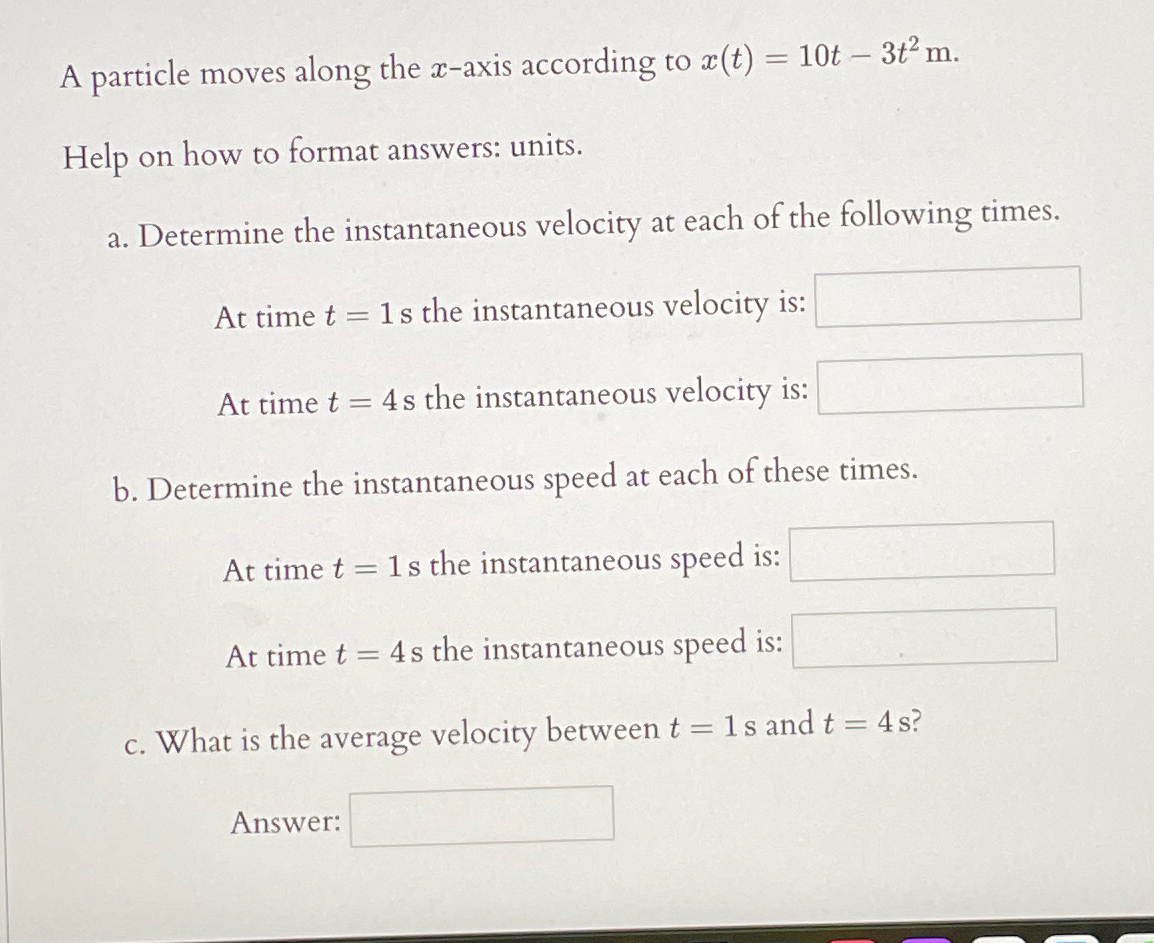 Solved A particle moves along the x-axis according to | Chegg.com