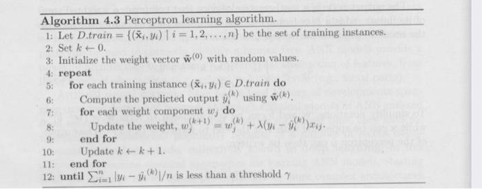 Perceptron Implement the perceptron algorithm as | Chegg.com