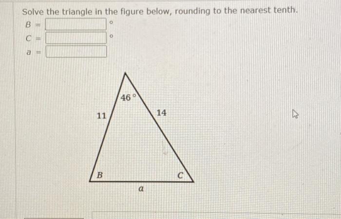 Solved Solve the triangle in the figure below, rounding to | Chegg.com