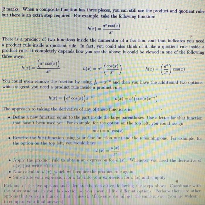 Solved When you are taking derivatives of more complicated | Chegg.com
