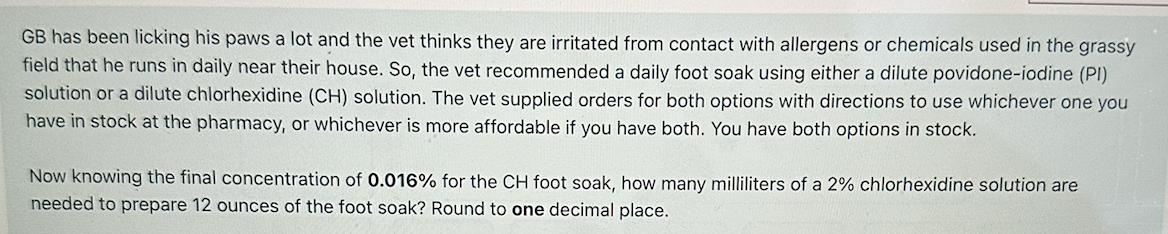 Solved Please help. The answer is 2.9mL but I'm confused how | Chegg.com