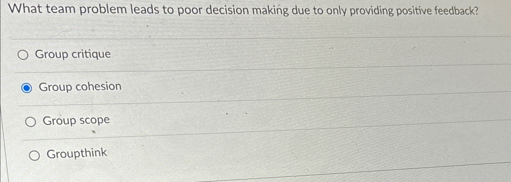 Solved What team problem leads to poor decision making due | Chegg.com